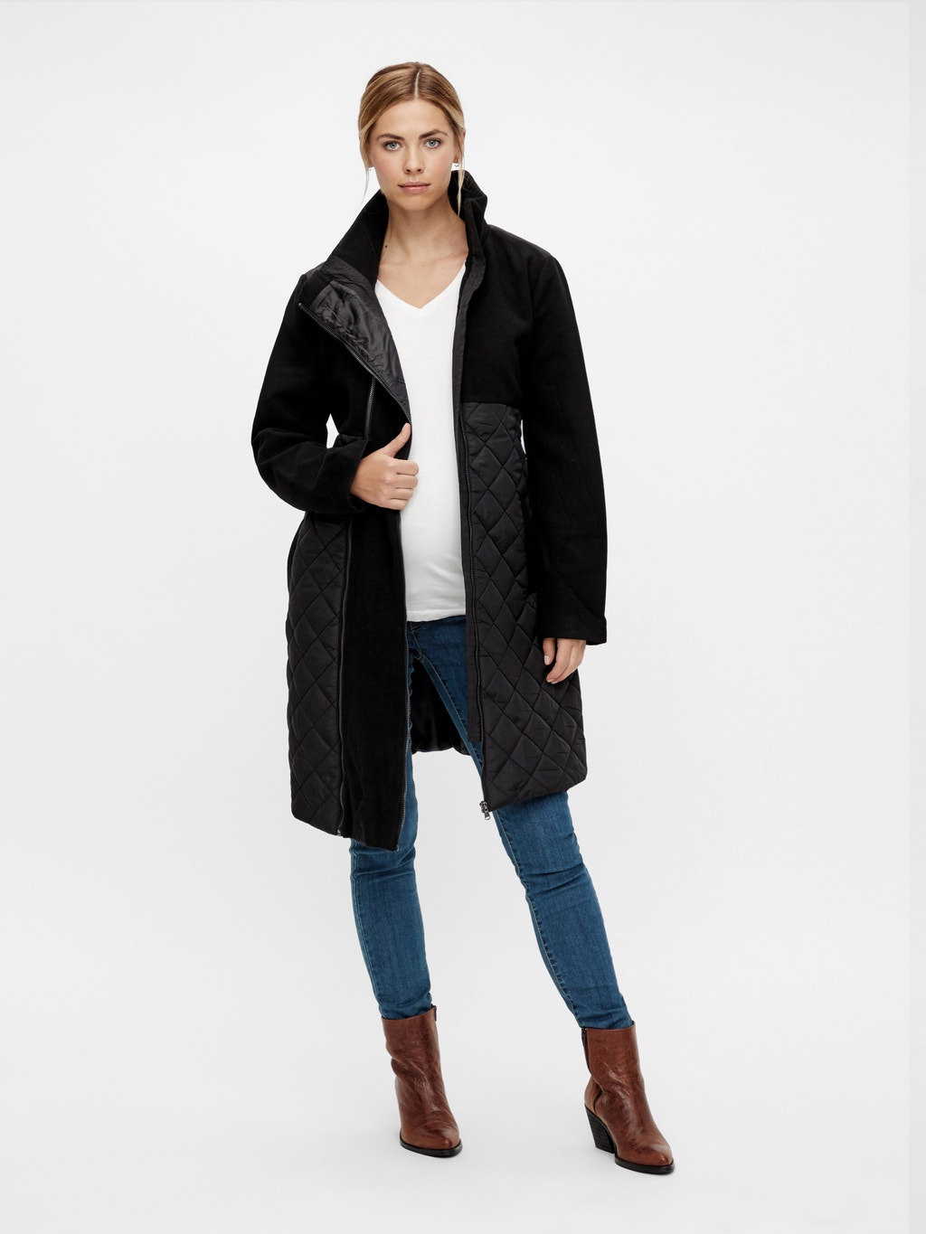 High neck Coat | Black | MAMA.LICIOUS®