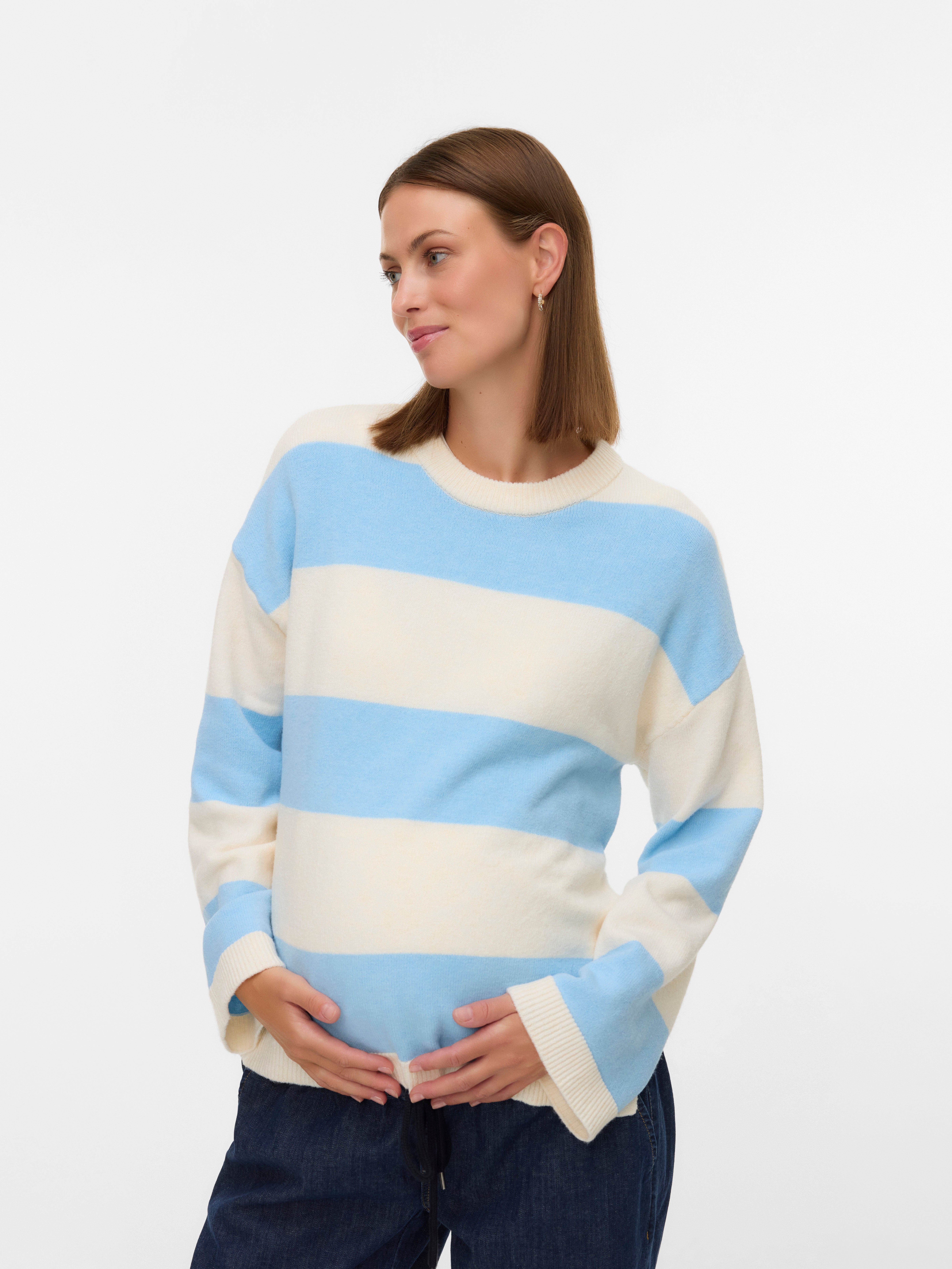 Regular fit O-hals Pullover | Lichtgrijs | MAMA.LICIOUS®